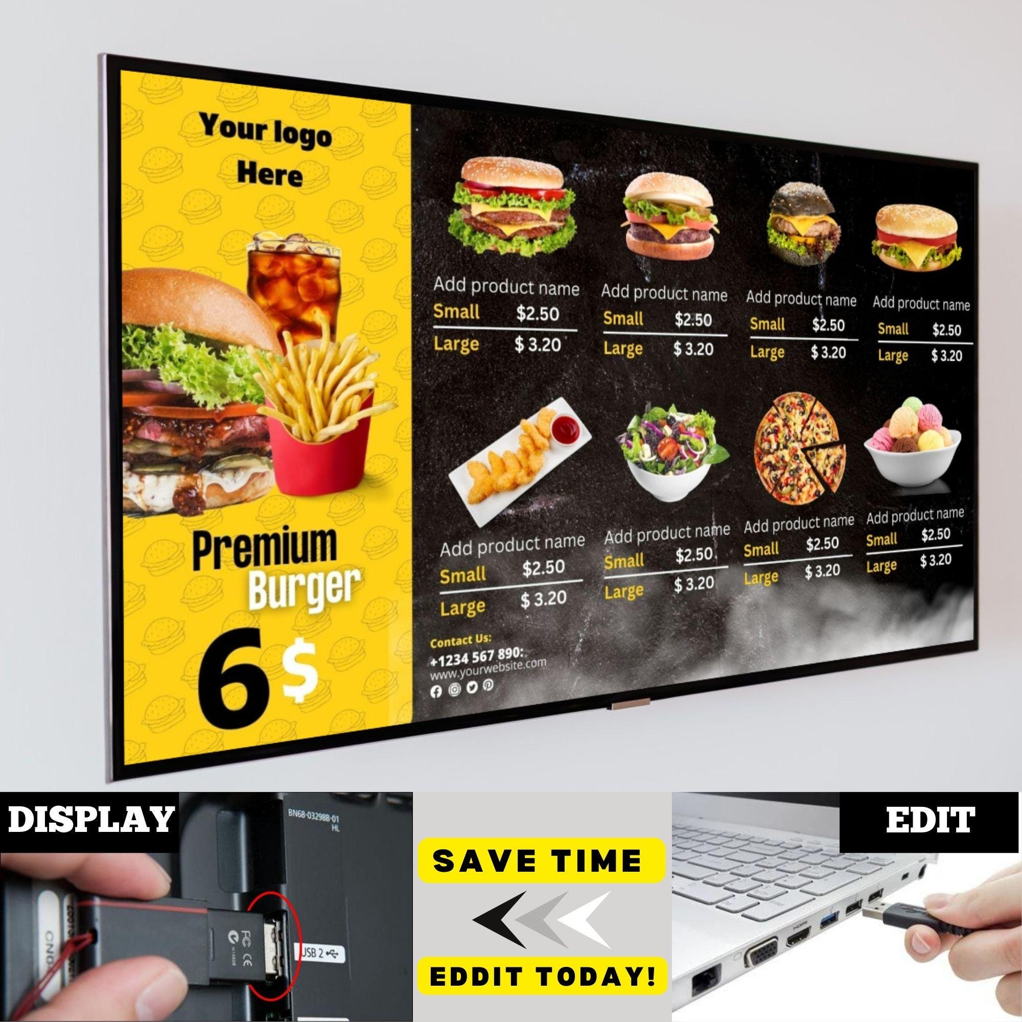 Modern Tv Menu Board for Restaurant, Pizza Menu, TV Menu Board , Burger ...