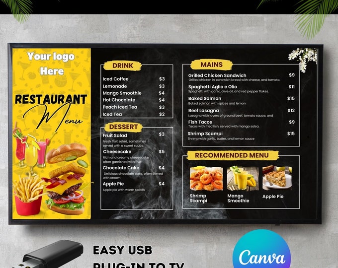 10 IN 1 PACK TV Menu Board - Digital Menu Board - Burger Menu Board ...