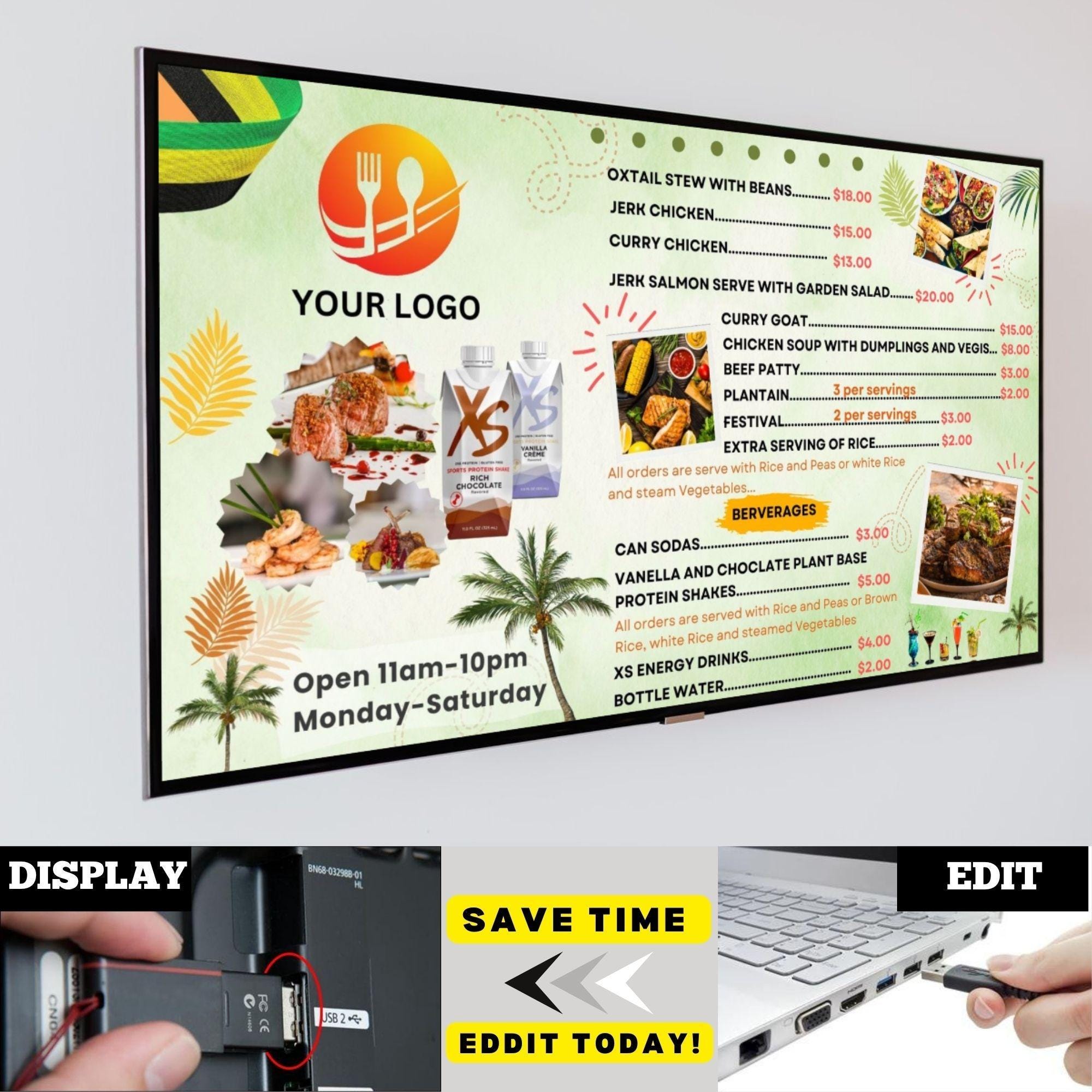 Jamaican Restaurant Digital Menu Board, Tv Menu Board, Restaurant Menu ...