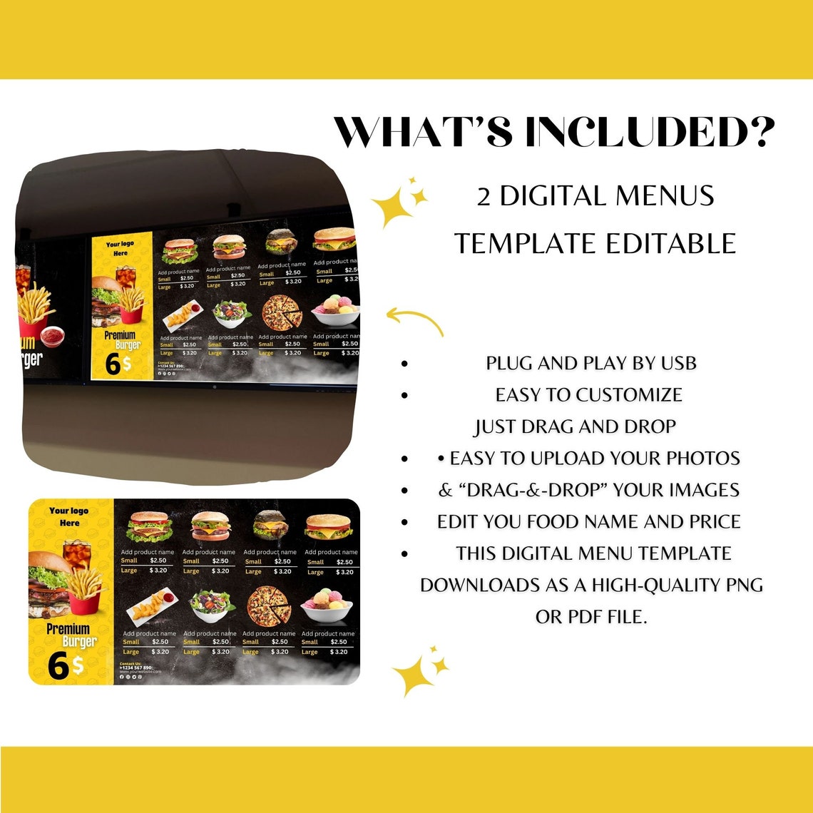 Modern Tv Menu Board for Restaurant, Pizza Menu, TV Menu Board , Burger ...