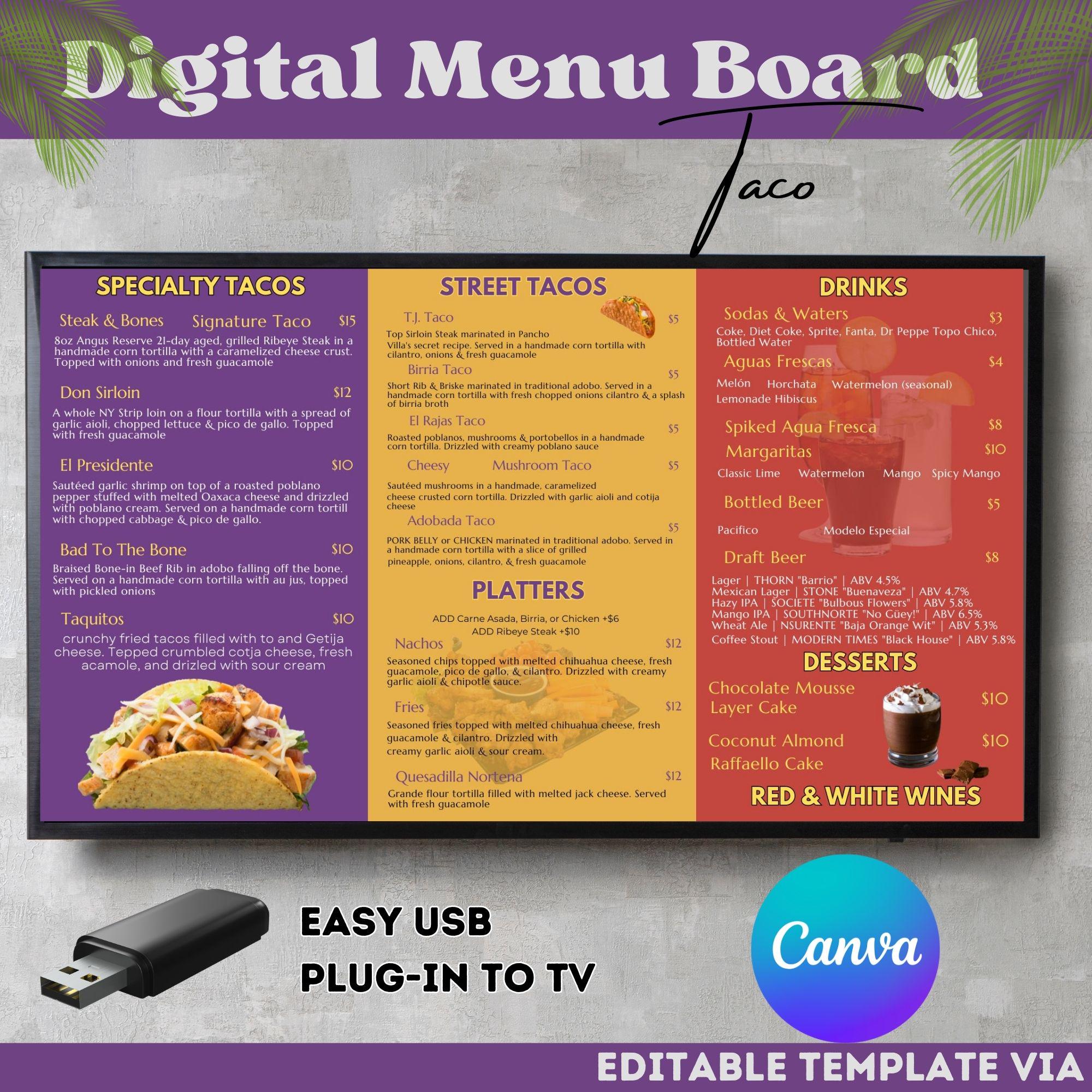 TV Menu Board for Restaurant, Restaurant TV Menu Board, Restaurant Menu ...