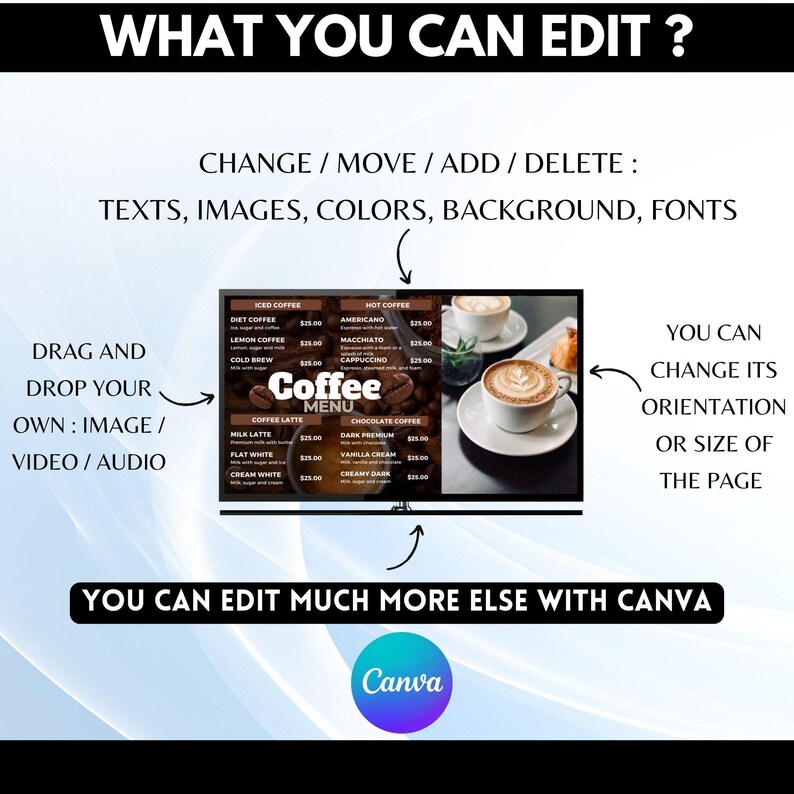 Digital Menu Board for Coffee Shops and Cafés – Modern & Customizable ...