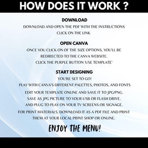 4k Animated Menu Board, Digital Menu Template, Editable Canva Design ...