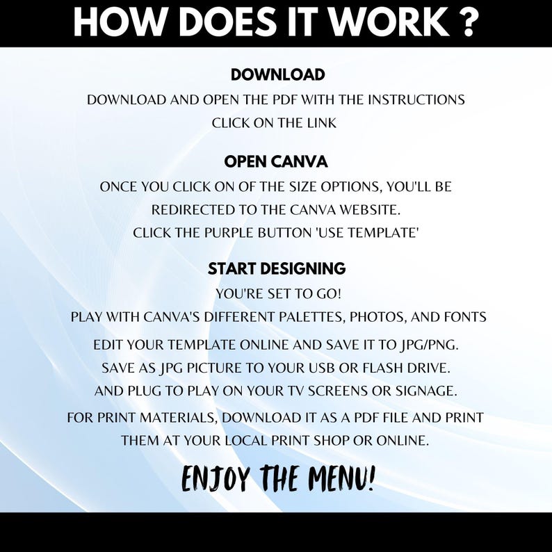 Tablero de menú animado en 4k, plantilla de menú digital, diseño de ...