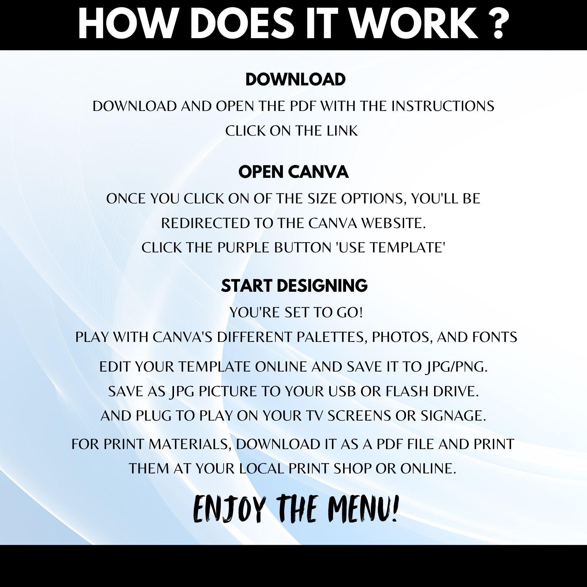 Cocktail Modern Tv Menu Board, TV Menu Board , Coffee Menu, Editable ...