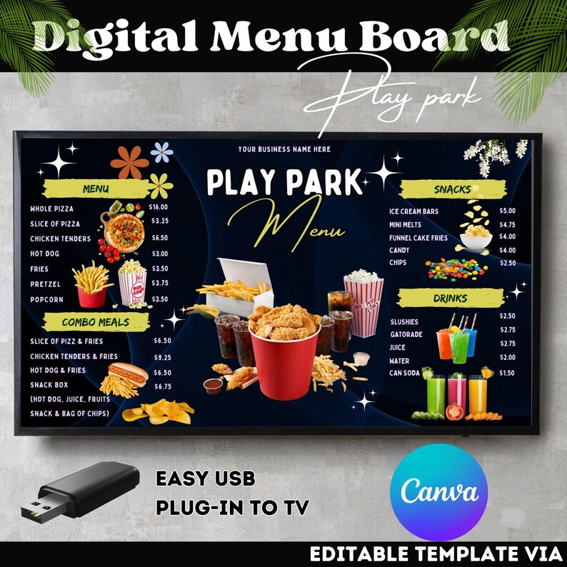 Play Park Menu Board, Tv Digital Menu, Outdoor Digital Menu Board for ...