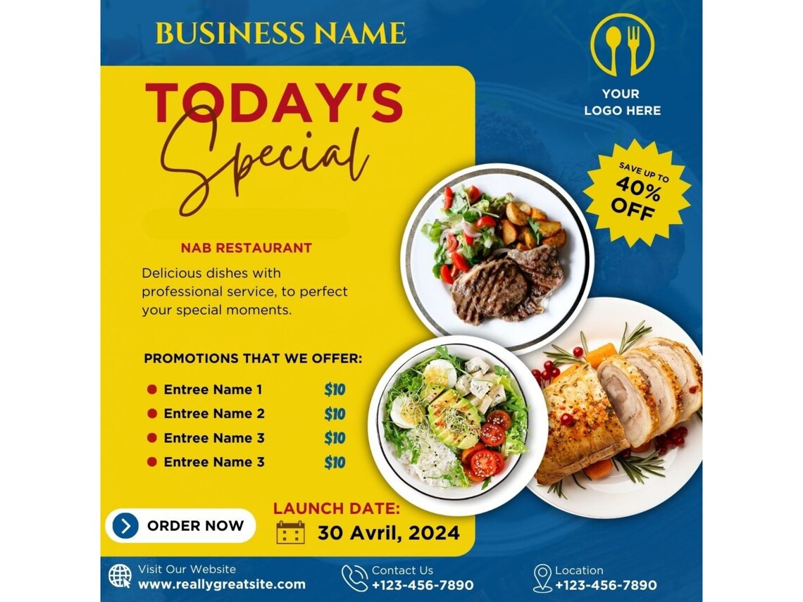 Editable Today's Special Menu Flyer Template (1080x1080px) - Etsy