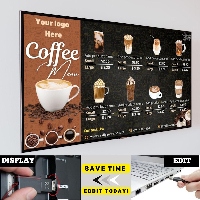 DIY Coffee Shop TV Menu Board Template (digital Download) - Etsy