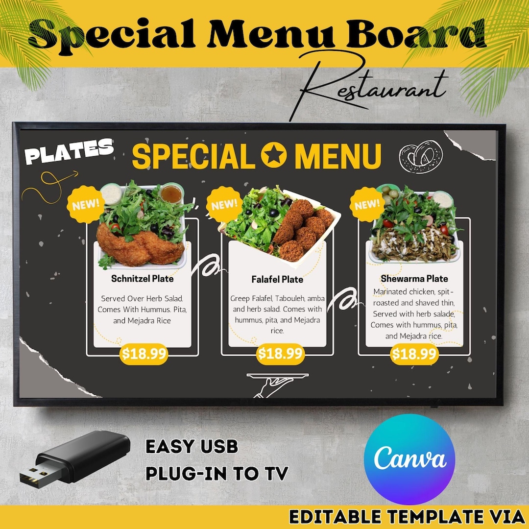 Menu Board Template, Restaurant Menu Board, Menu Board for Restaurant ...