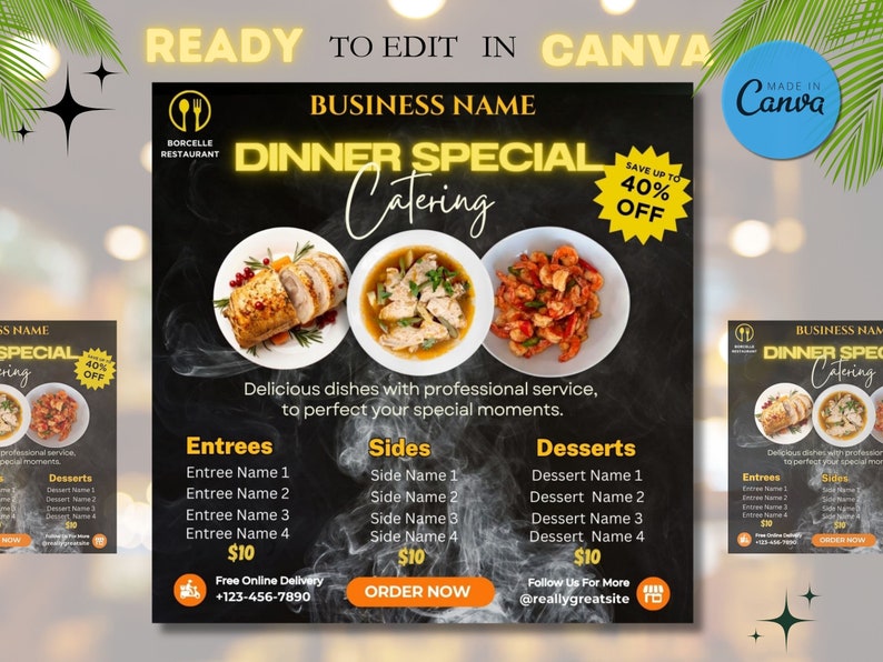 Editable Flyer Template, Dinner Special Social Media Flyer, Sunday ...