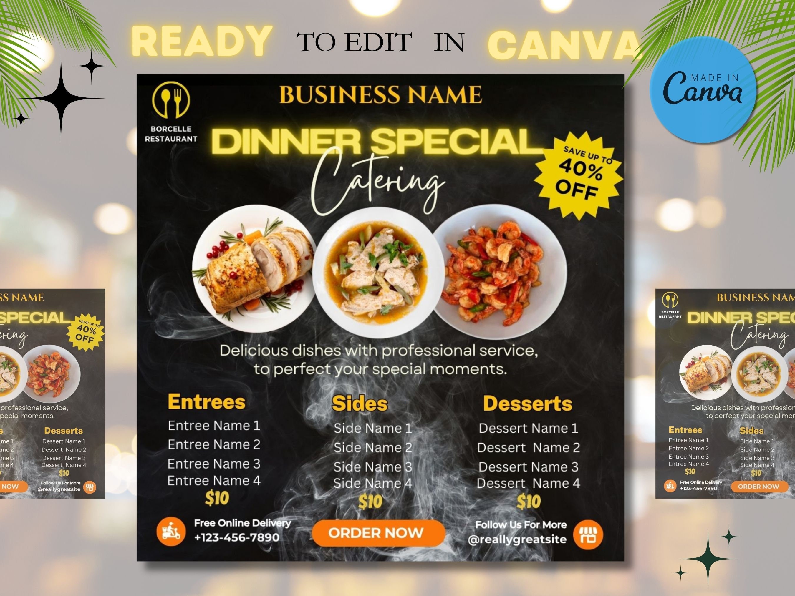 Editable Flyer Template, Dinner Special Social Media Flyer, Sunday ...