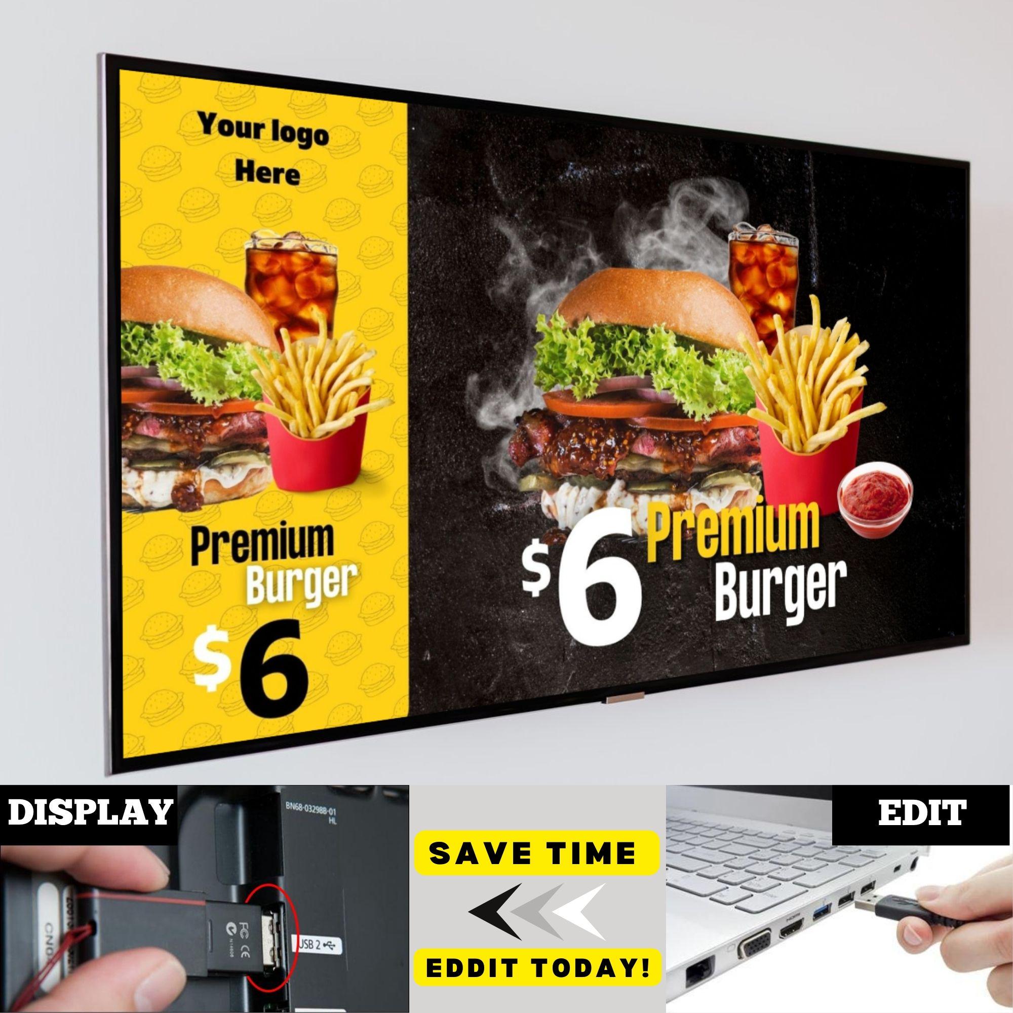 Modern Tv Menu Board for Restaurant, Pizza Menu, TV Menu Board , Burger ...