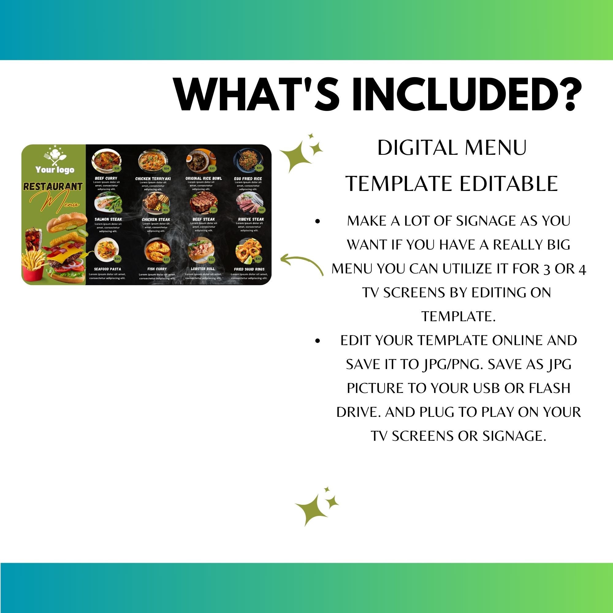 TV Menu Board for Restaurant, Digital Restaurant TV Menu Board ...