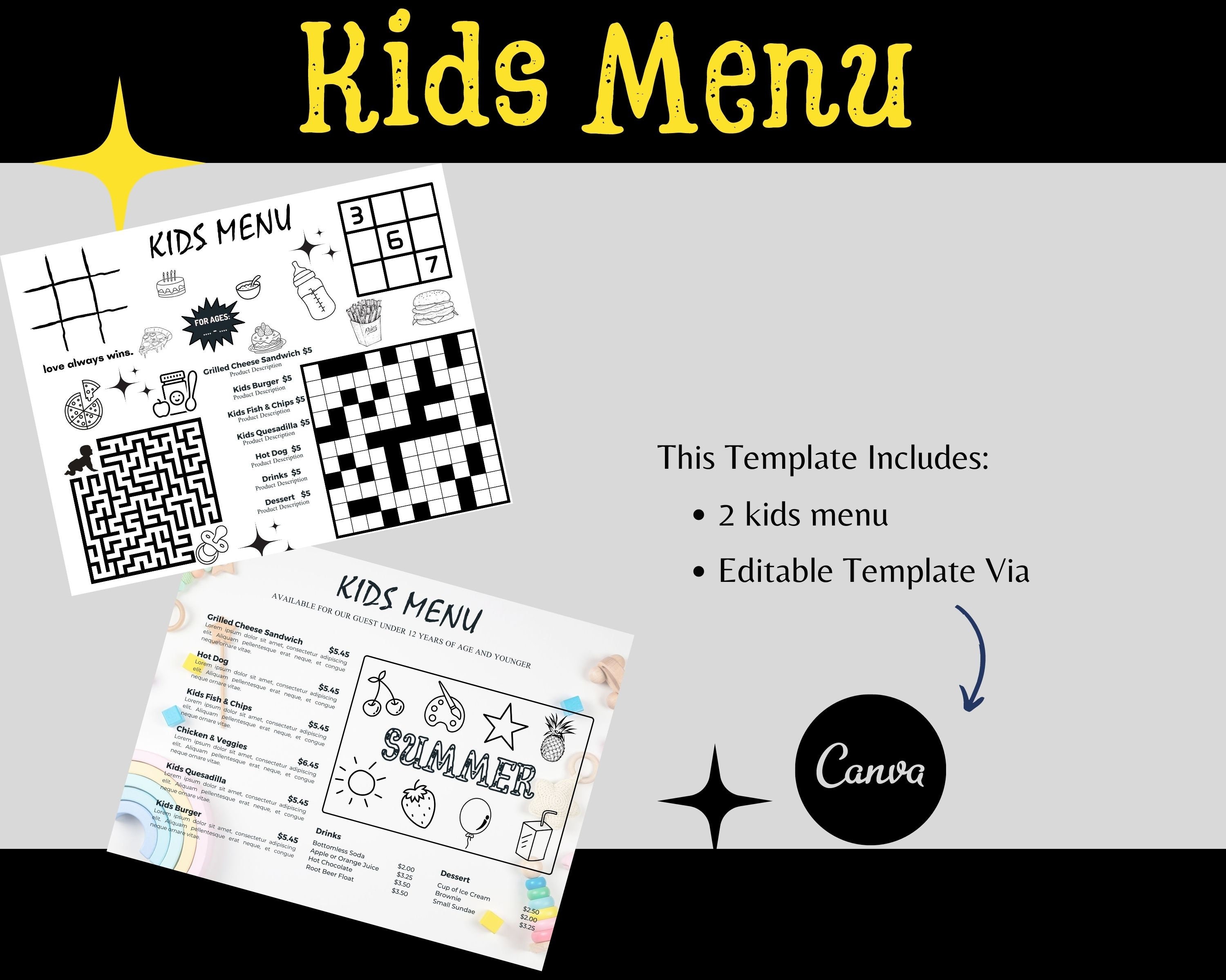 Kids Restaurant Menu Template: Pretend Play Chef, Dramatic Play (canva ...