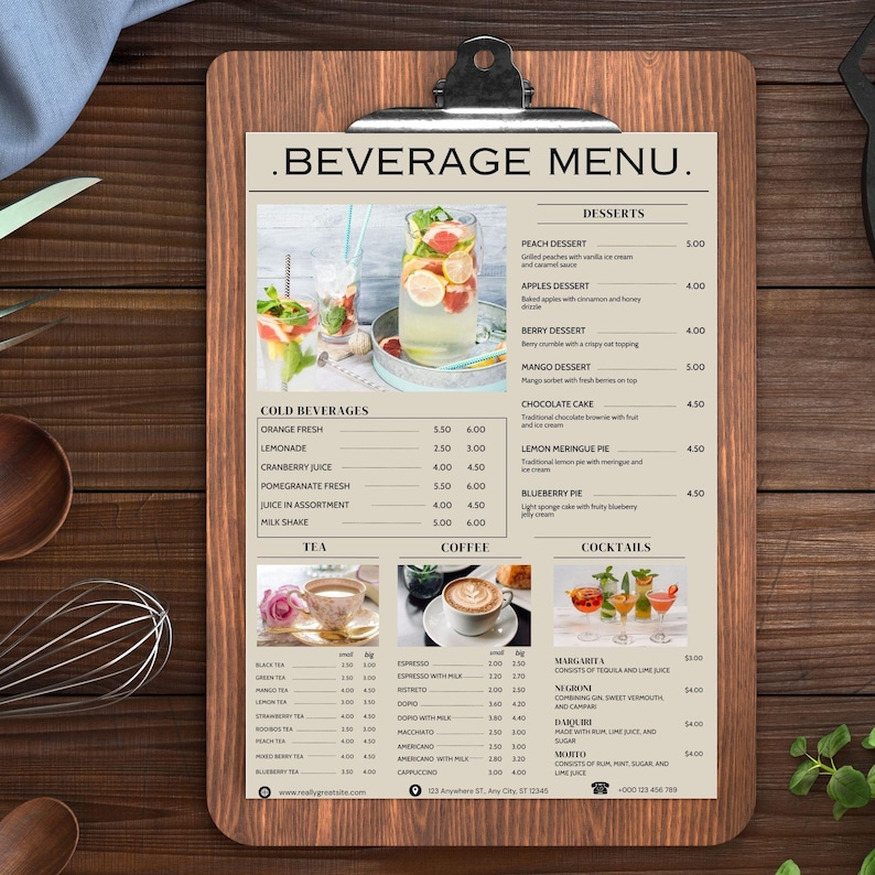 Editable Beverage Menu Bundle - 3 Canva Templates | A4 Drink Menu ...