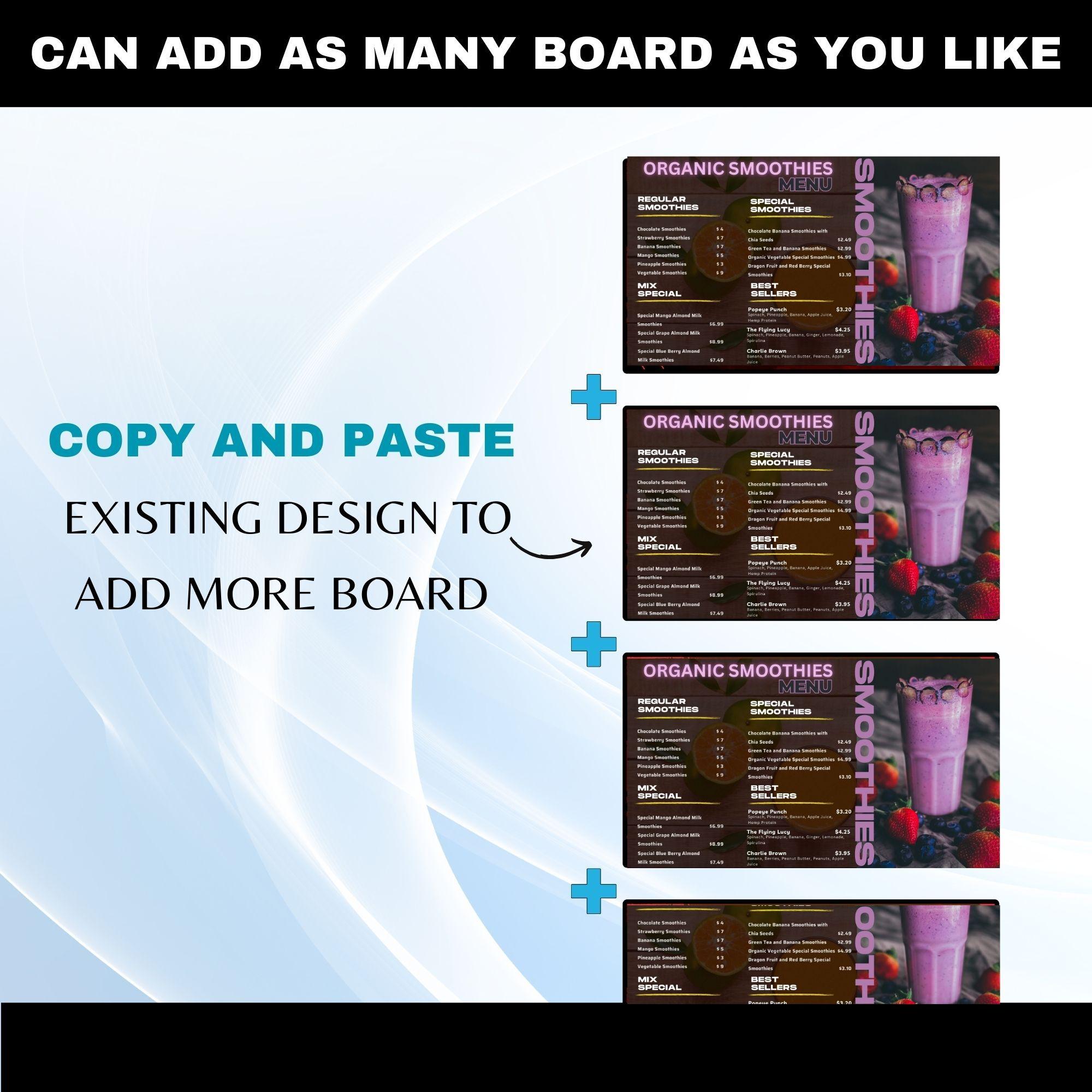Smoothie Digital Menu Board Design for TV | Tv Menu Board ...