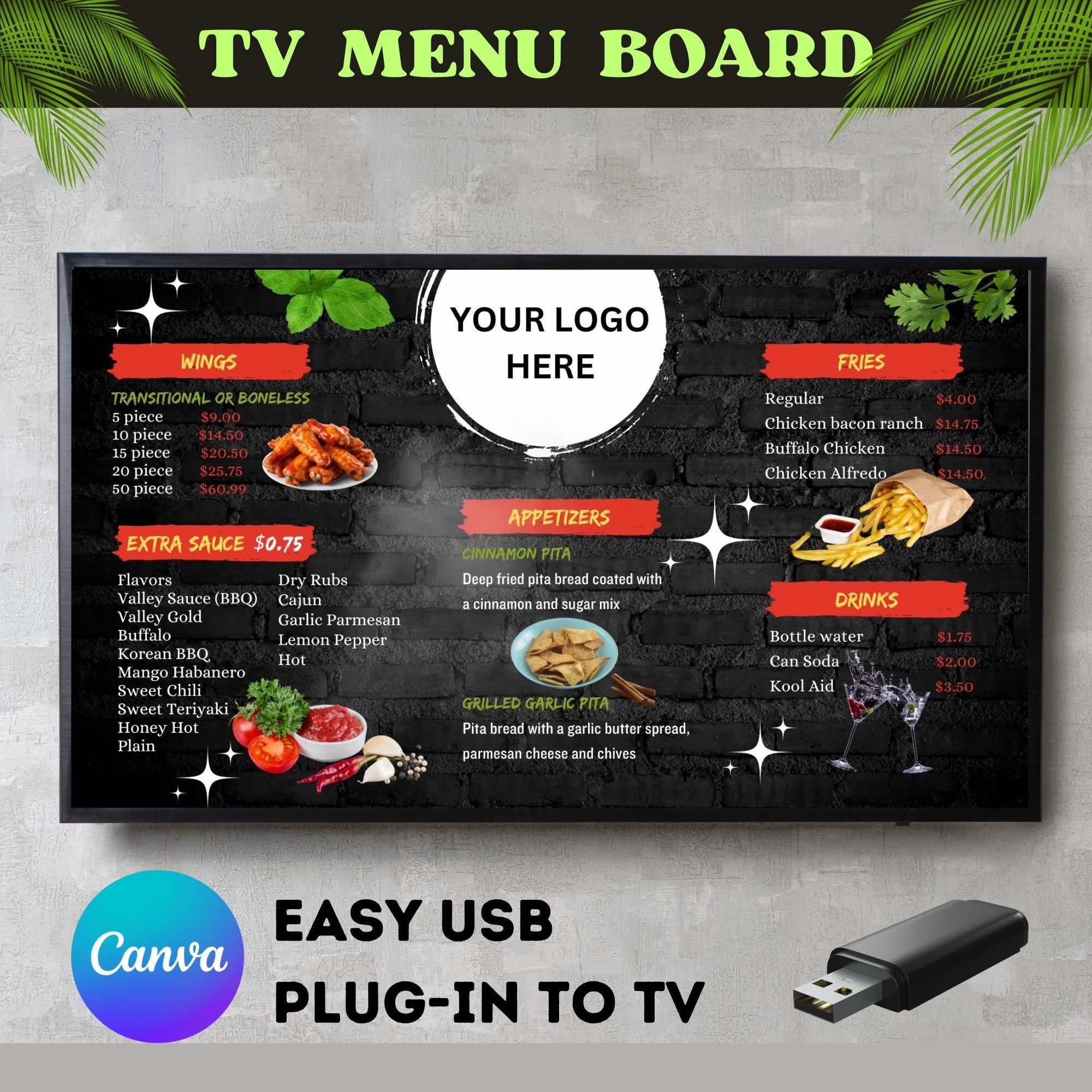 Menu Board for Restaurant, Menu Board Template, Restaurant Menu Board ...