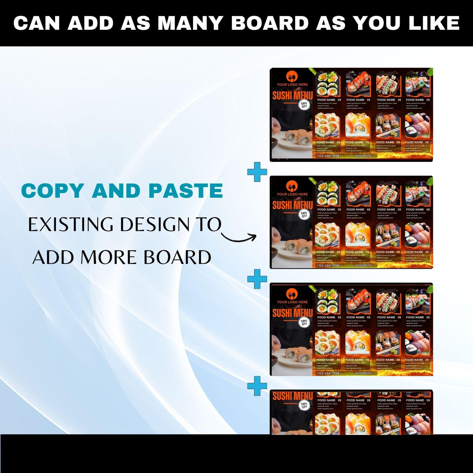 Sushi Menu Board Canva Template | Digital TV Display Design | Animated ...