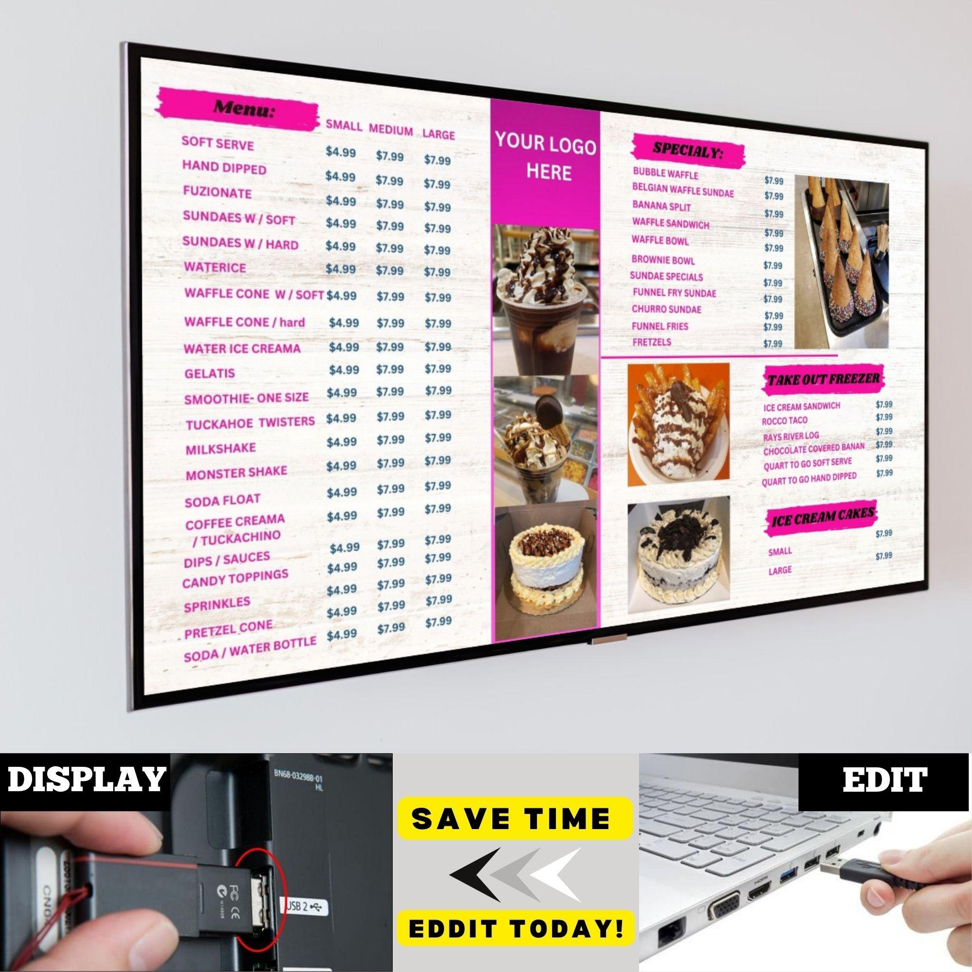 Restaurant TV Menu Board Template: DIY Static Display (canva) - Etsy