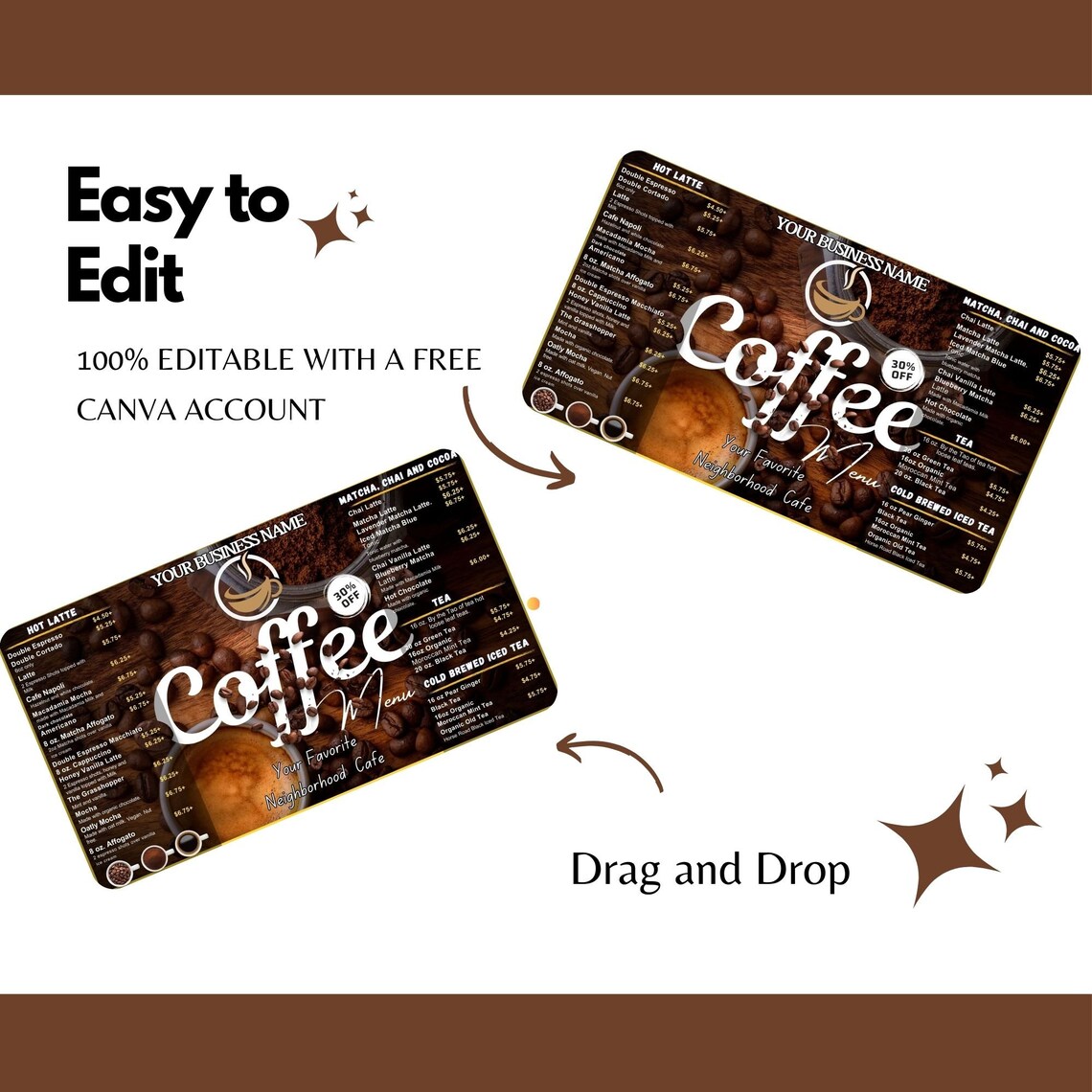Coffee Menu Board, Easy DIY Digital Menu Board, Cafe Menu, Tv Menu ...