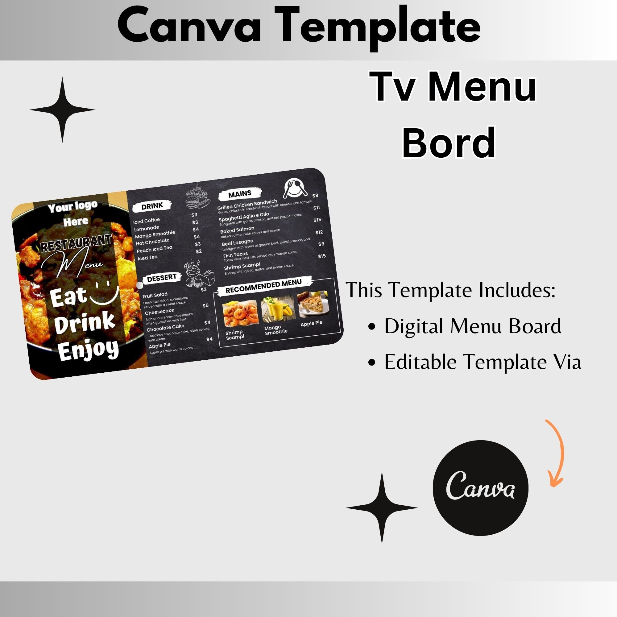 TV Menu Board for Restaurant, Restaurant Menu Display Screen, Digital ...