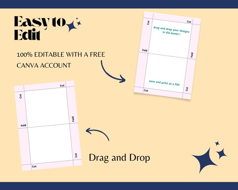 Canva Greeting Card Templates, Drag and Drop, 4x6 and 5x7 Foldable ...