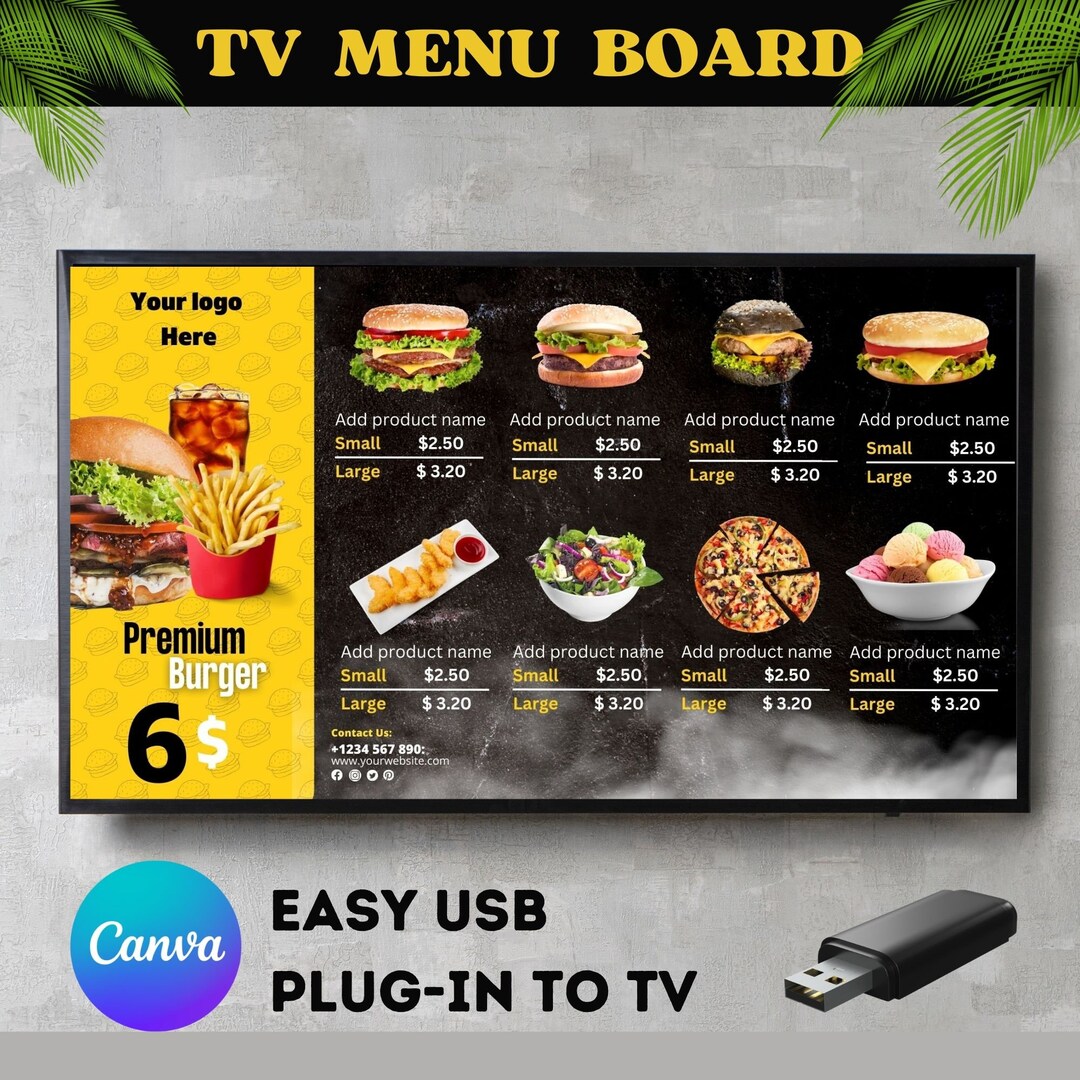 Modern Tv Menu Board for Restaurant, Pizza Menu, TV Menu Board , Burger ...