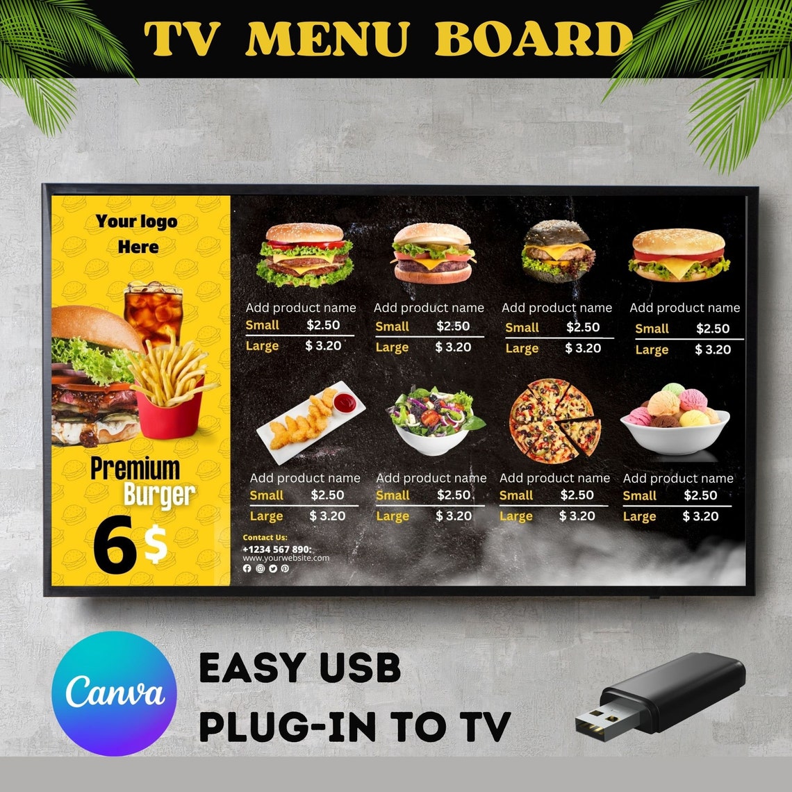 Modern Tv Menu Board for Restaurant, Pizza Menu, TV Menu Board , Burger ...