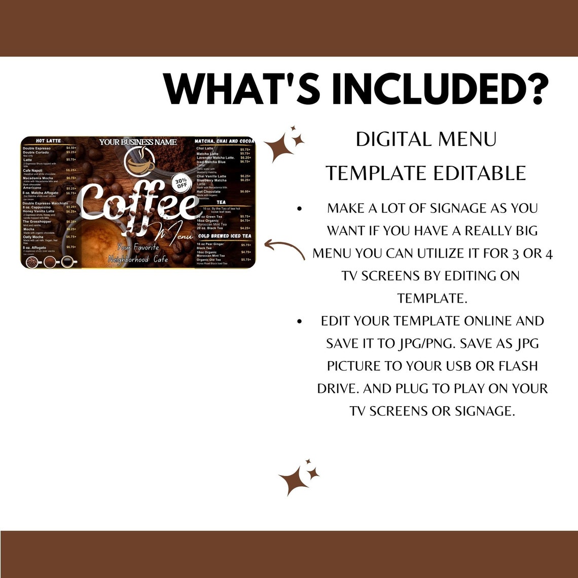 Coffee Menu Board, Easy DIY Digital Menu Board, Cafe Menu, Tv Menu ...