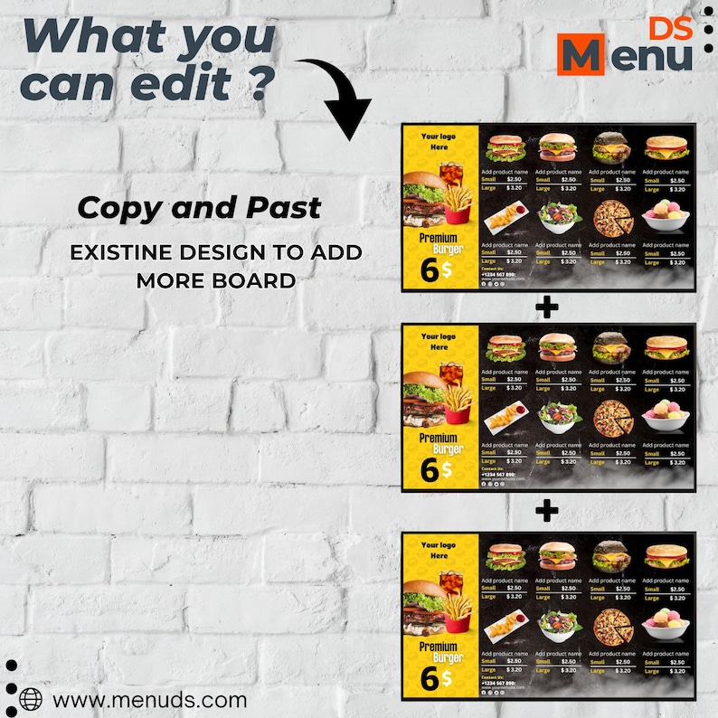 Restaurant TV Menu Board Template | Editable Canvas Digital Sign | Cafe ...