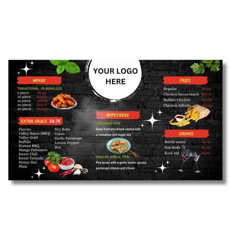 Menu Board for Restaurant, Menu Board Template, Restaurant Menu Board ...