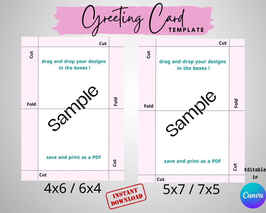 Sample Greeting Card Templates, Drag and Drop, 4x6 and 5x7 Foldable ...