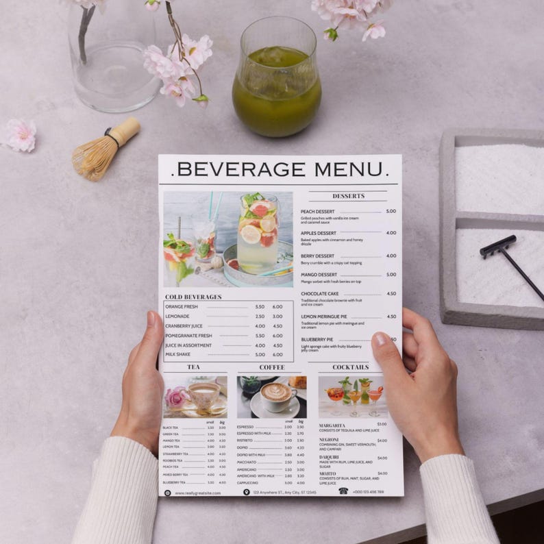 Editable Beverage Menu Bundle - 3 Canva Templates | A4 Drink Menu ...