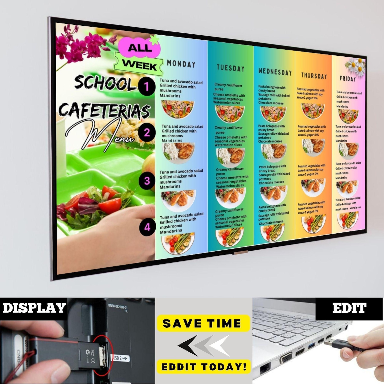 Scool Cafeteria Menu Board, TV Menu Board, Menu Design Ideas, Menu ...