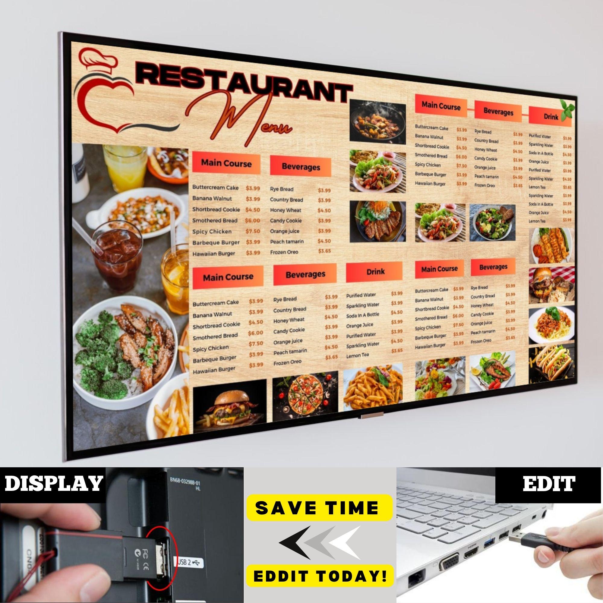 TV Menu Board for Restaurant, Restaurant TV Menu Board, Restaurant Menu ...