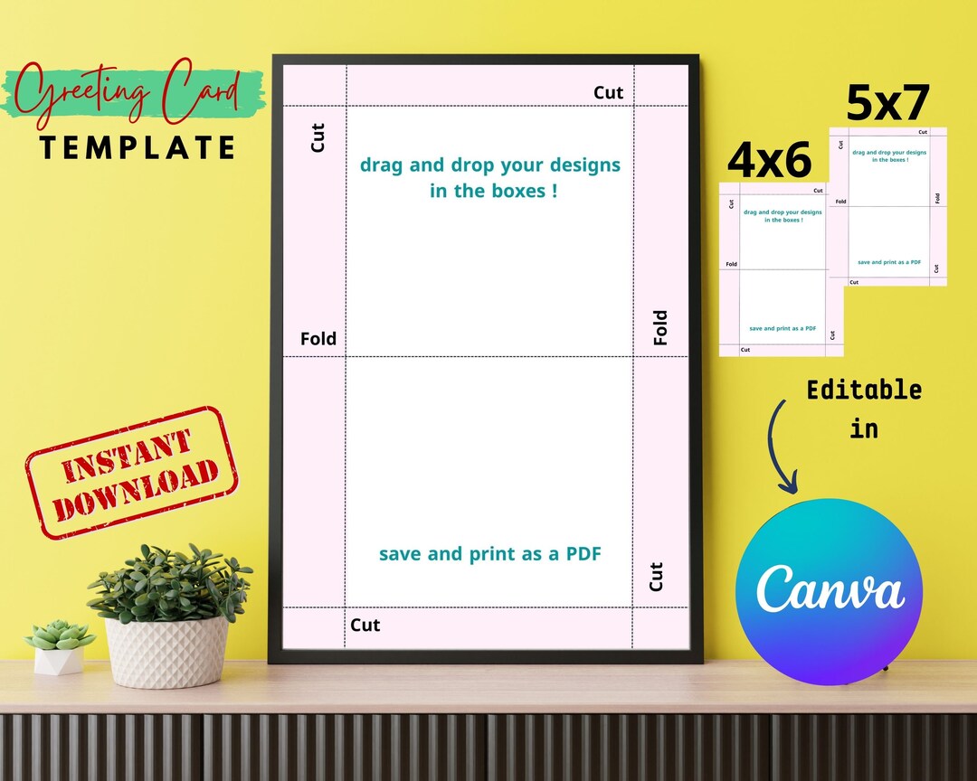 Canva Greeting Card Templates, Drag and Drop, 4x6 and 5x7 Foldable ...