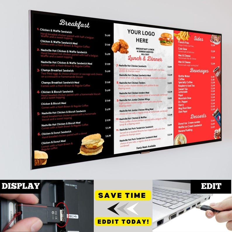 Restaurant Menu Board, Menu Board for Restaurant, Menu Board Template ...