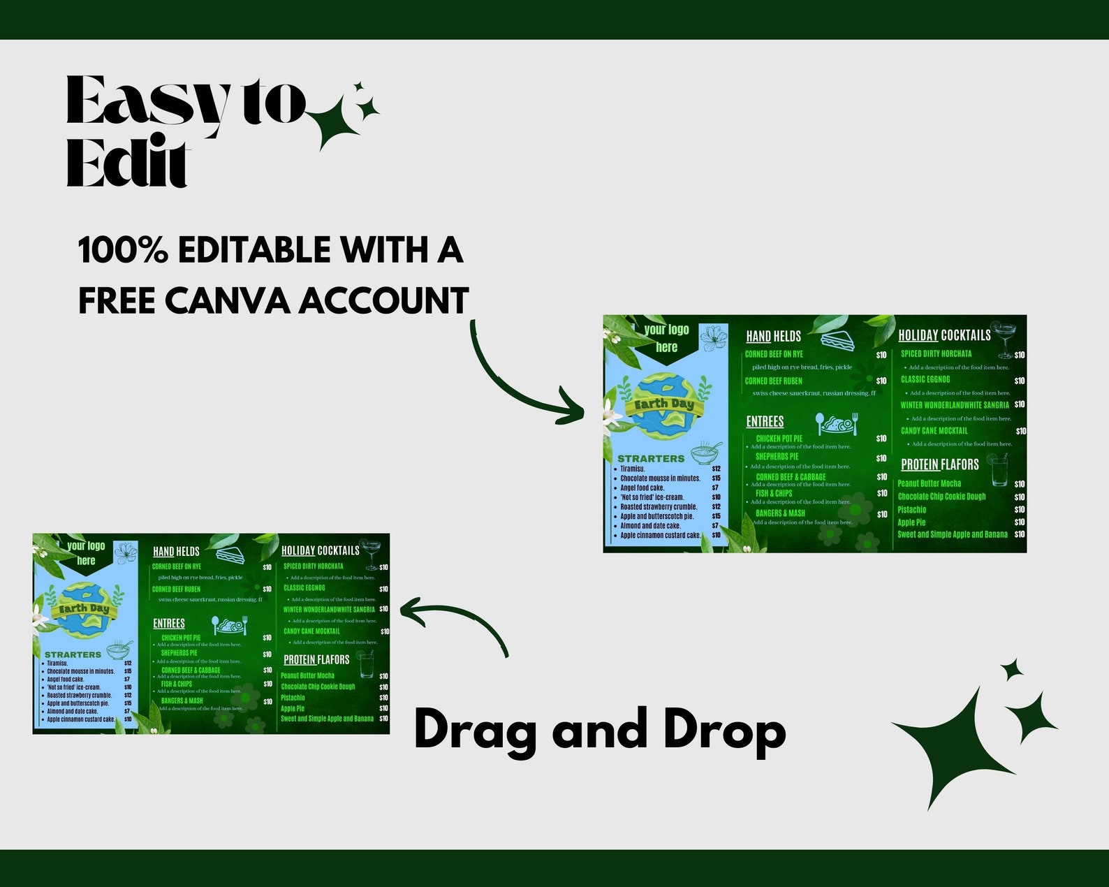 Earth Day Menu Board, Menu on Tv, Tv Menu Program, Digital Tv Menu ...