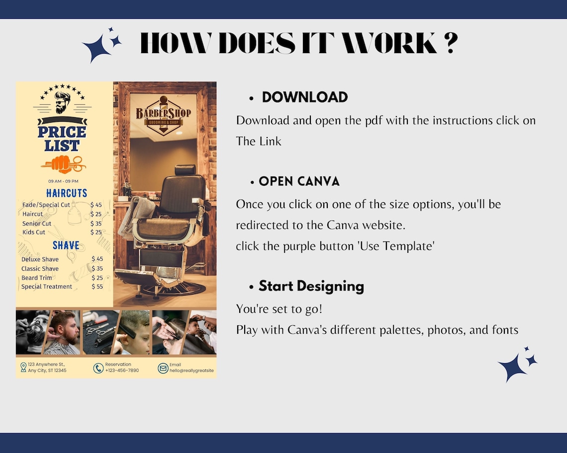 Barber Shop Price List Template, Editable Barber Shop Price List ...