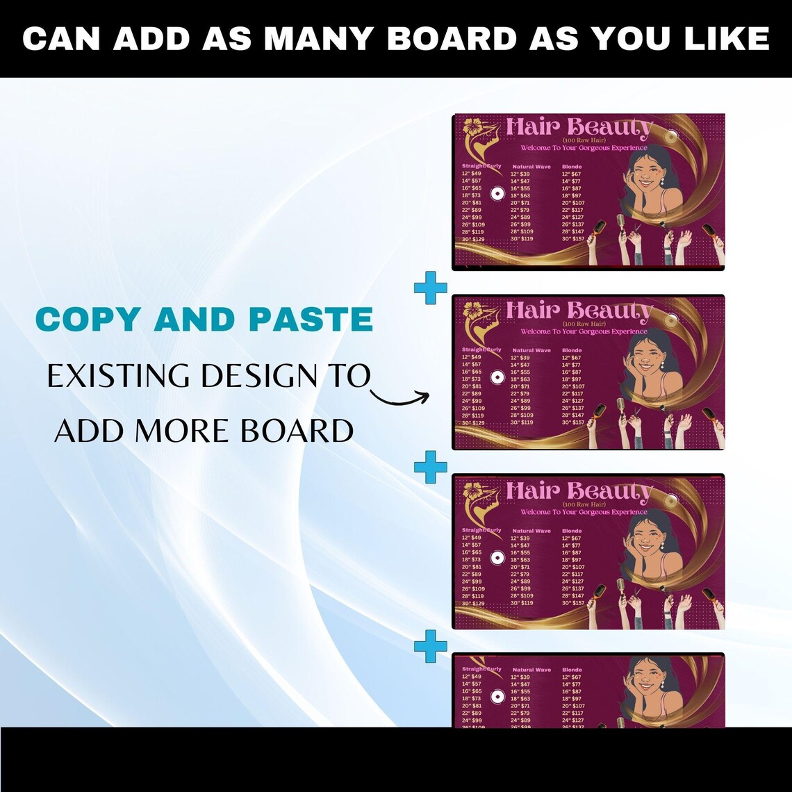 Hair Salon Price List TV Menu Board: Editable Canva Template - Etsy