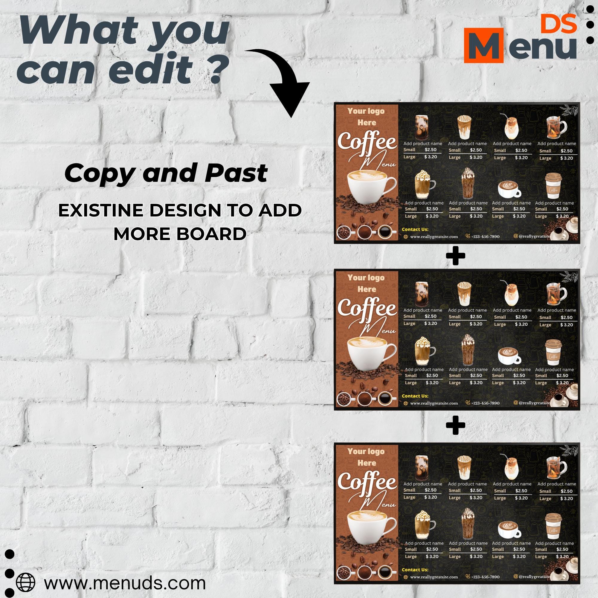Coffee Shop TV Menu Board – Editable Canva Digital Menu Screen Template ...