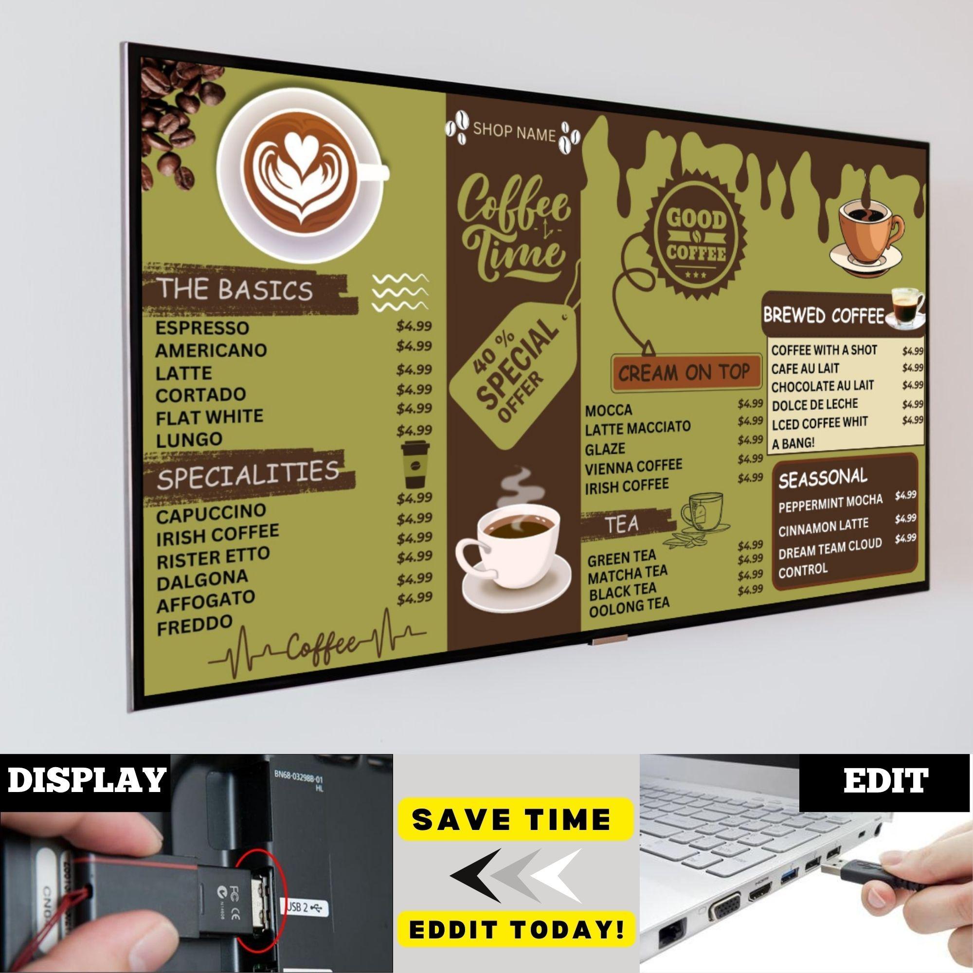 Modern Cafe Menu Template: Coffee Shop Menu Board (digital Download) - Etsy