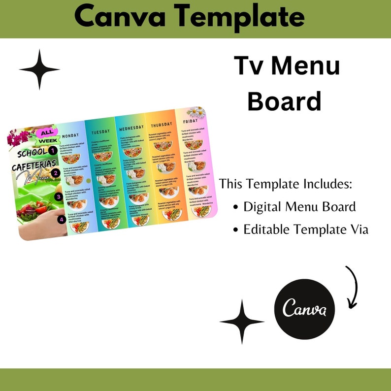 Scool Cafeteria Menu Board, TV Menu Board, Menu Design Ideas, Menu ...