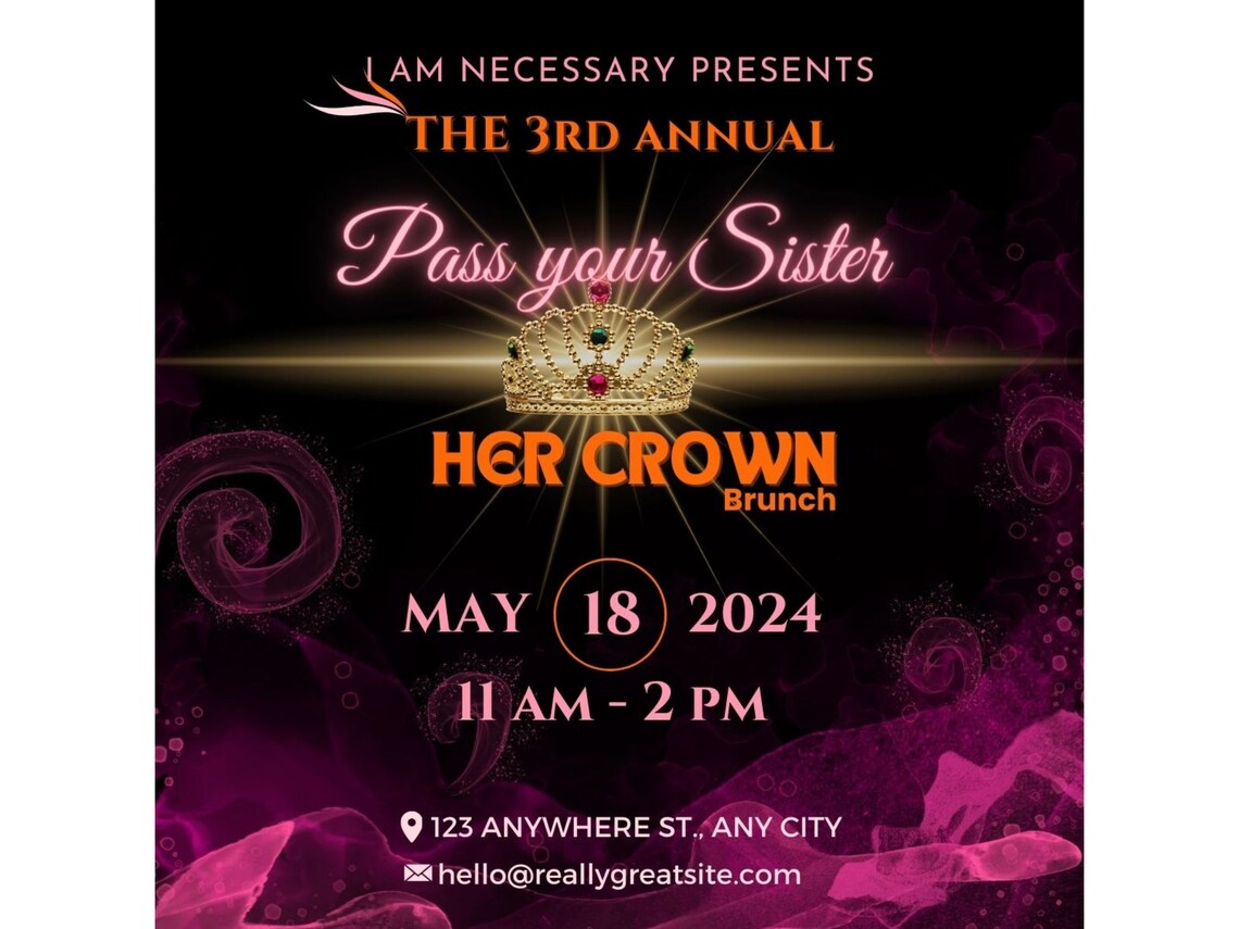 Crown Brunch Flyer, Editable Flyer Template, Birthday Flyer, Brunch ...