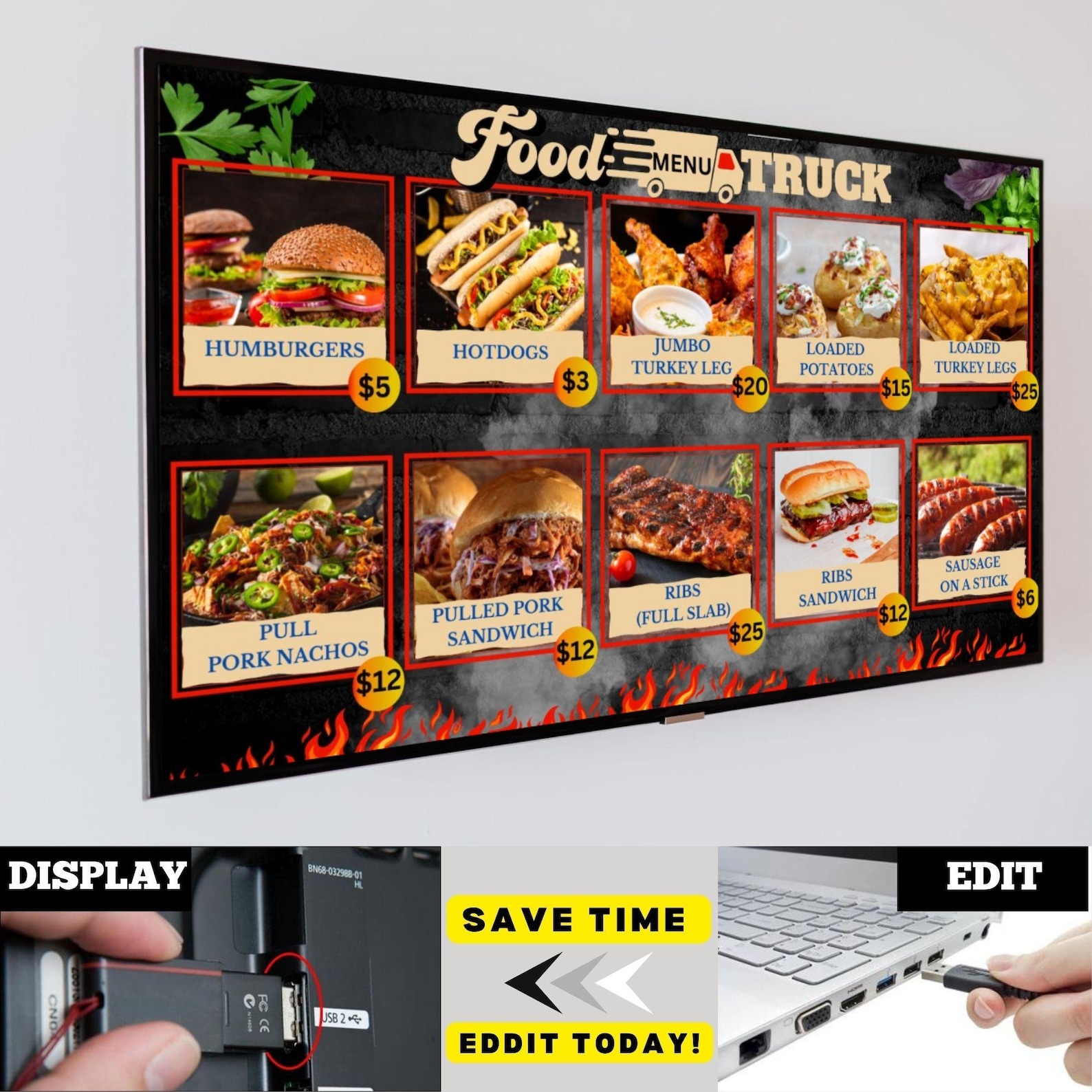 Food Truck Menu Board, Menu Board for Food Truck, Tv Menu Board ...
