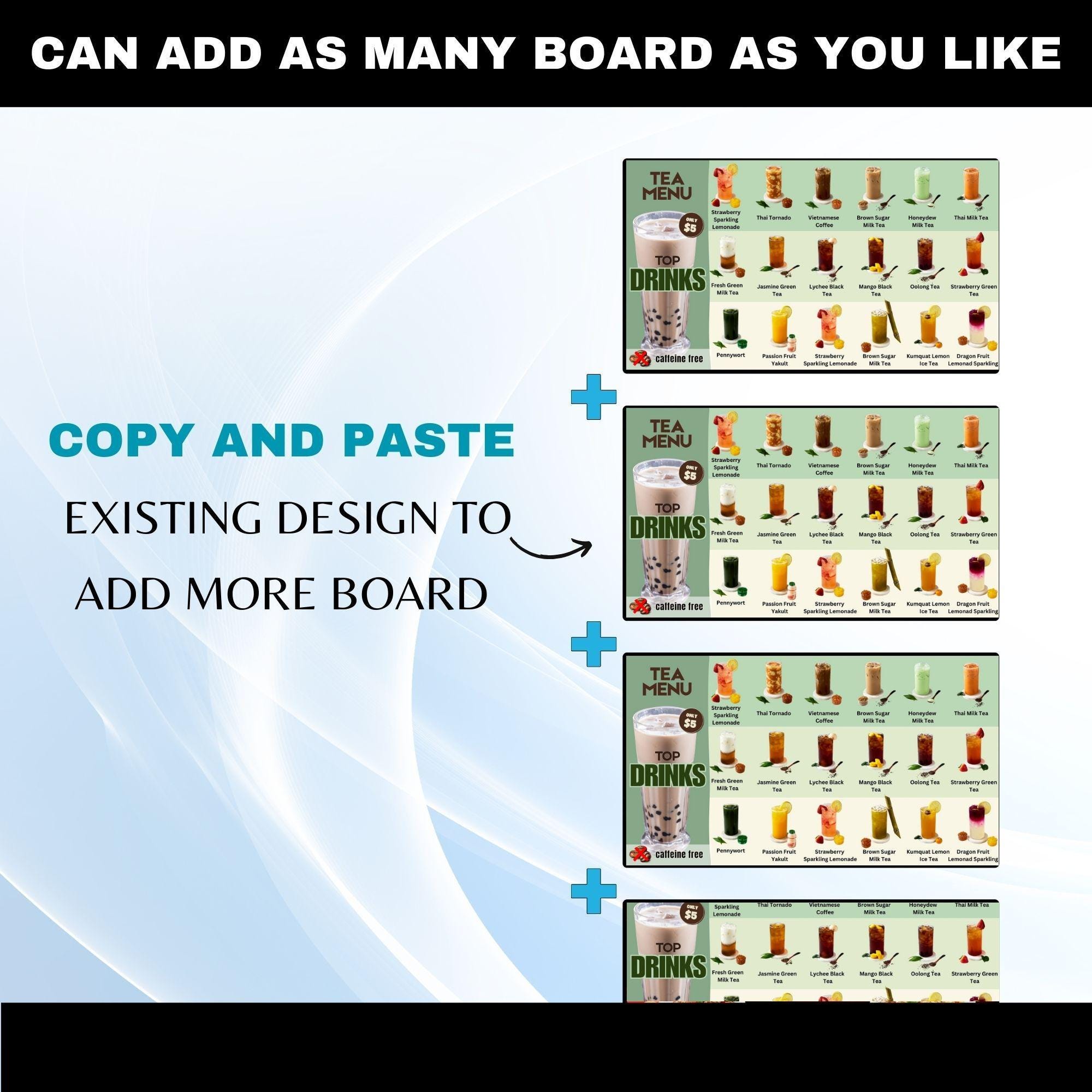 Animated Tea Menu Board Template – Editable Digital TV Menu Design for ...