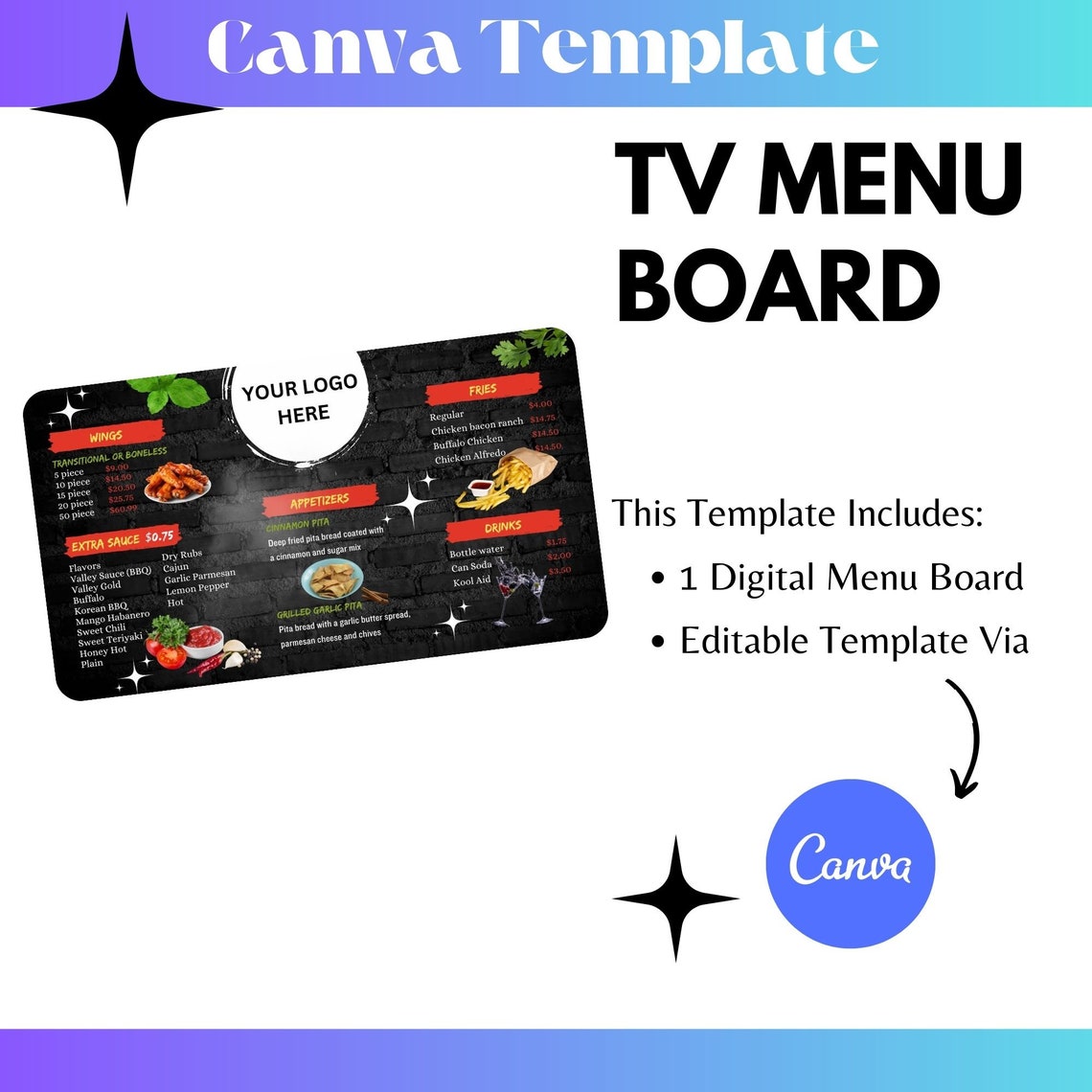 Menu Board for Restaurant, Menu Board Template, Restaurant Menu Board ...