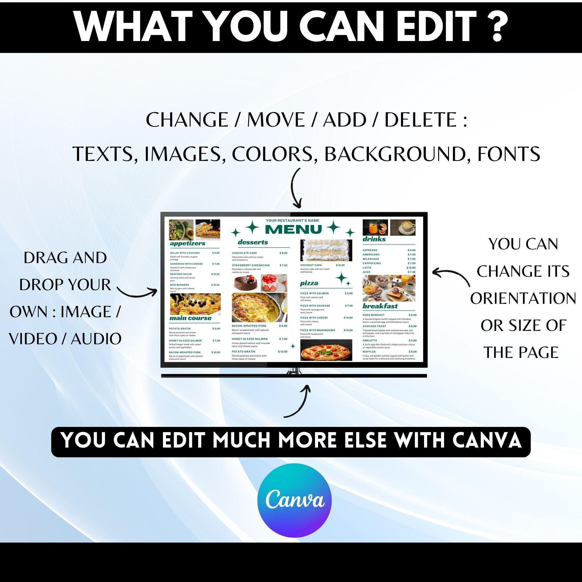 TV Menu Board for Restaurant, Restaurant Menu Display Screen, Digital ...
