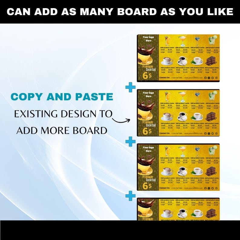 Cocktail Modern Tv Menu Board, TV Menu Board , Coffee Menu, Editable ...