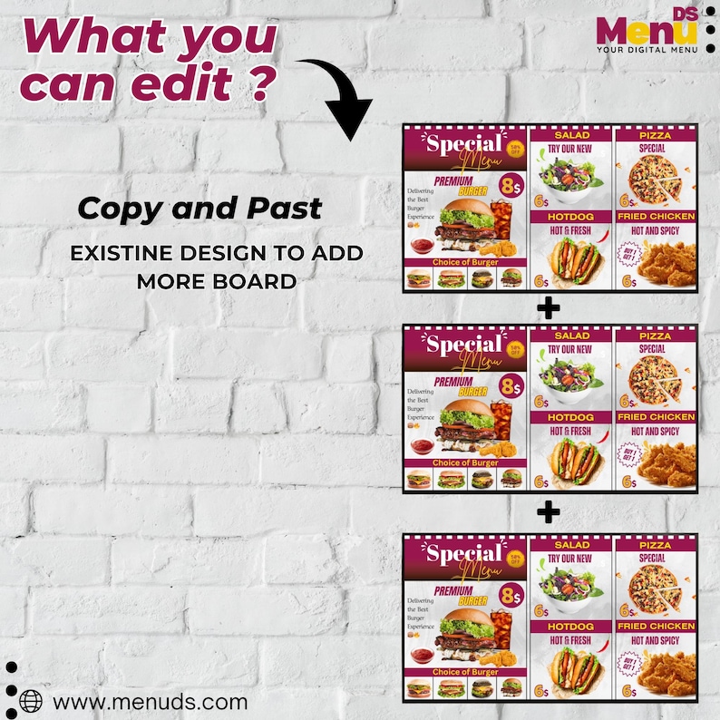 Animated Restaurant Menu Board Template, Editable Canva Design (digital ...